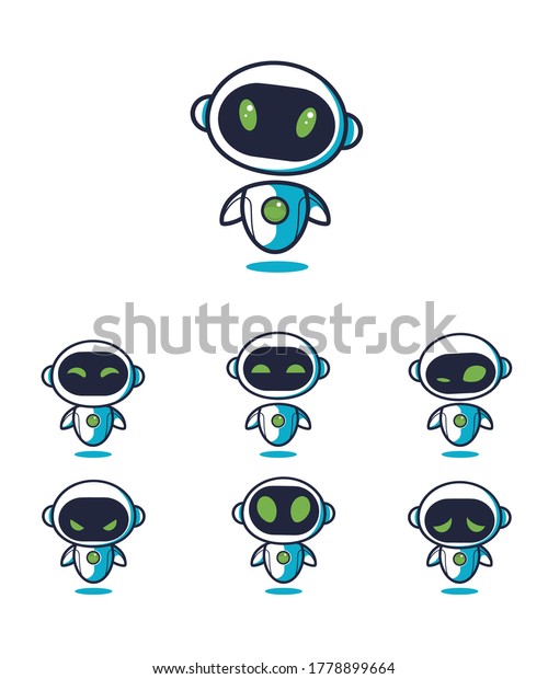 Cute White Robot Character Mascot Stock Vector (Royalty Free ...