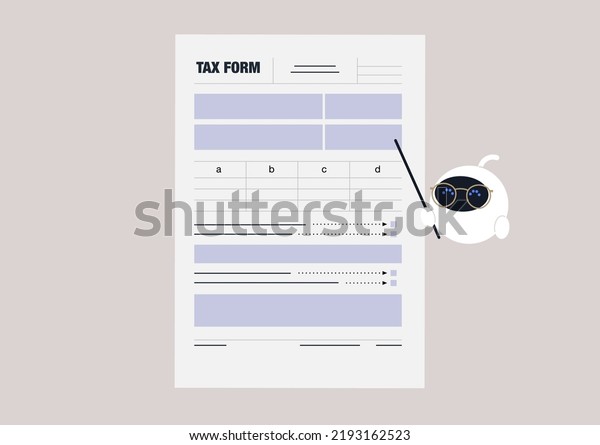 Cute White Robot Helping File Tax Stock Vector (Royalty Free ...
