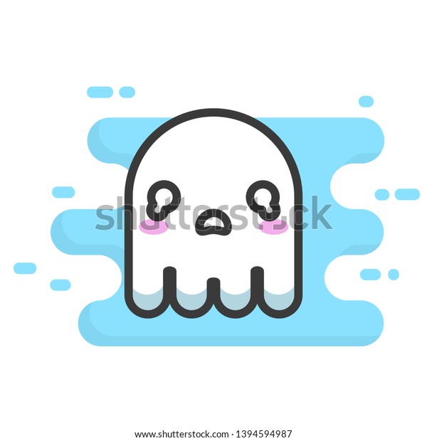 Cute White Small Ghost Crying Sad Stock Vector (Royalty Free ...