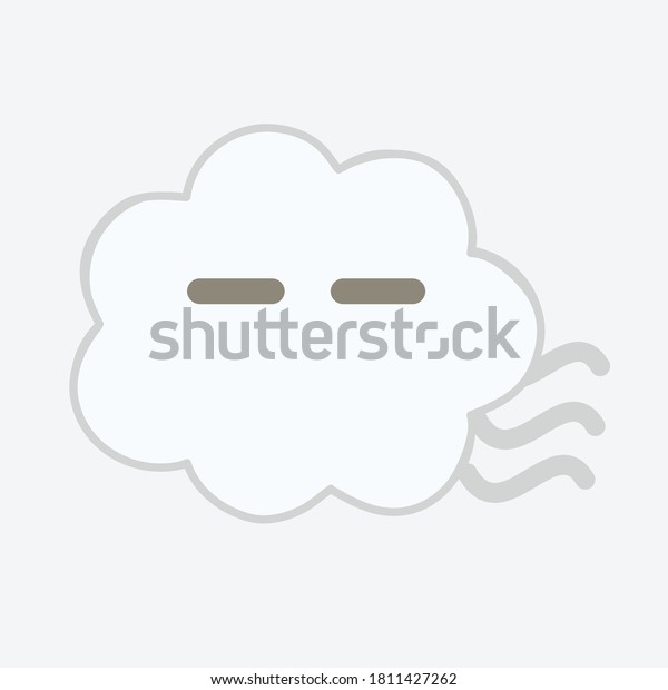 Cute Windy Cloud Cartoon Character Vector Stock Vector (Royalty Free ...