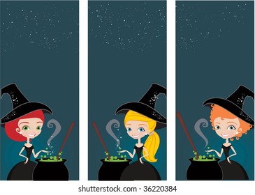 Cute Witch Banners Stock Vector (Royalty Free) 36220384 | Shutterstock