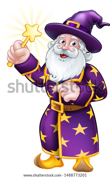 Cute Wizard Cartoon Character Holding Magic Stock Vector (Royalty Free ...