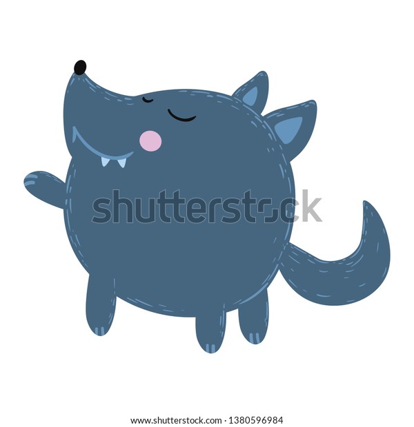 Cute Wolf Cub On White Background Stock Vector (Royalty Free ...