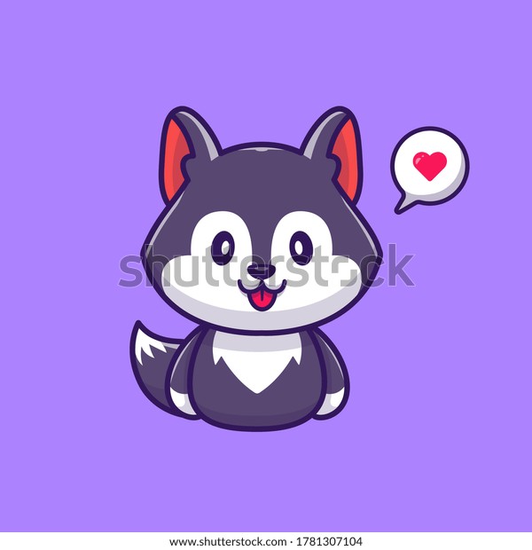 Cute Wolf Heart Bubbles Cartoon Vector Stock Vector (Royalty Free ...