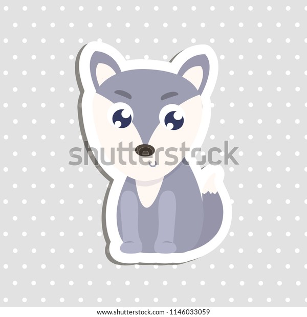 Cute wolf sticker vector illustration.