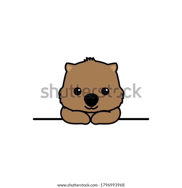 Cute Wombat Smiling Over Wall Cartoon Stock Vector (Royalty Free ...