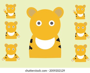Cute Yellow Animals Showing Various Gestures Stock Vector (Royalty Free ...