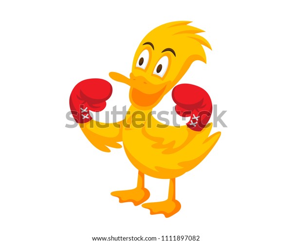 Cute Yellow Boxing Duck Character Illustration Stock Vector (Royalty ...