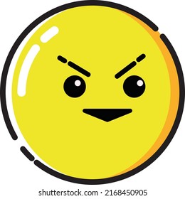 Cute Yellow Circle Character Angry Face Stock Vector (Royalty Free ...