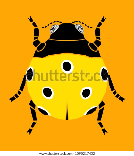Cute Yellow Ladybug Top View Ladybird Stock Vector (Royalty Free ...