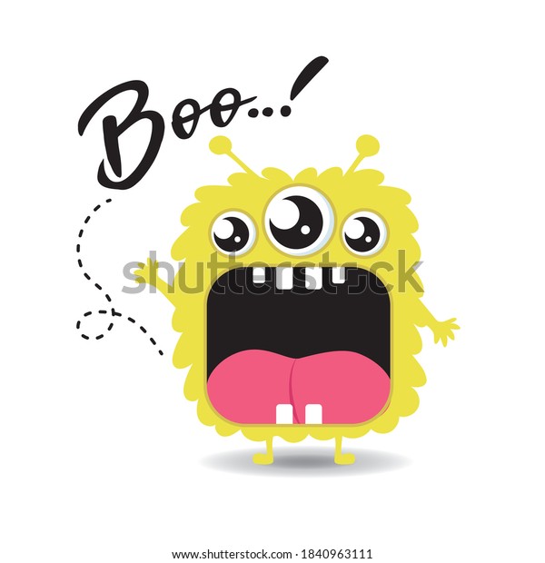 Cute Yellow Monsters Vector Illustration Happy Stock Vector (Royalty ...