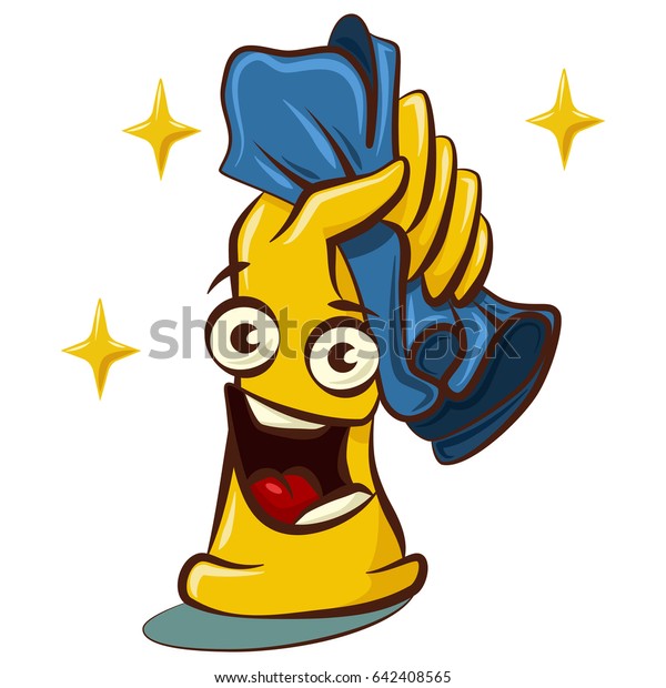 Cute Yellow Rubber Gloves Cartoon Character Stock Vector (Royalty Free ...