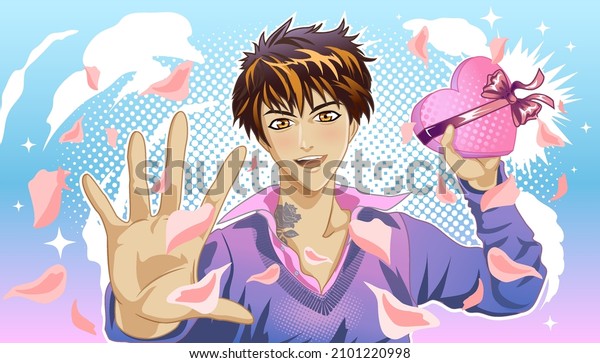Cute Young Man Gives Gift Shape Stock Vector (Royalty Free) 2101220998 ...