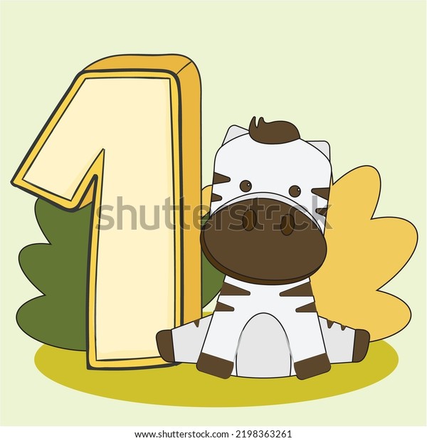 Cute Zebra Number One Stock Vector (Royalty Free) 2198363261 | Shutterstock