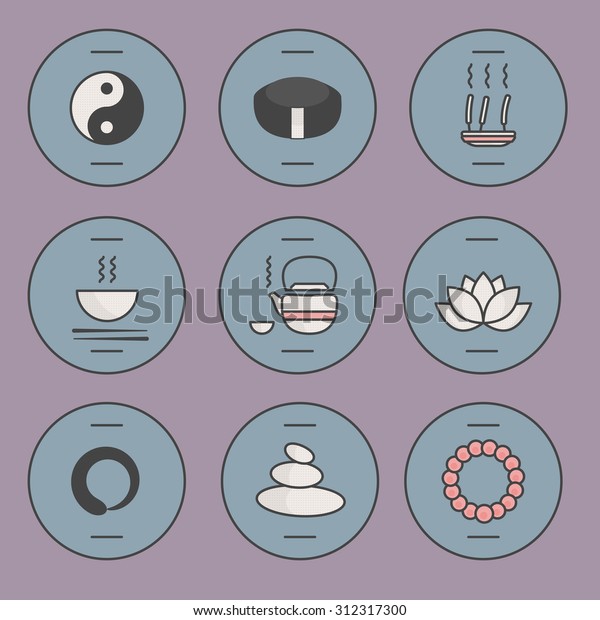 Cute Zen Icons Set Web Applications Stock Vector (Royalty Free ...