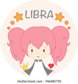 Cute Zodiac Sign Libra Vector Illustration Stock Vector (Royalty Free ...
