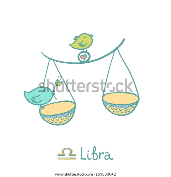 Cute Zodiac Sign Libra Vector Illustration Stock Vector (Royalty Free ...