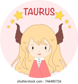 Cute Zodiac Sign Taurus Vector Illustration 스톡 벡터(로열티 프리) 746485726 ...