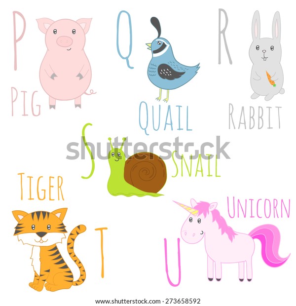 Cute Zoo Alphabet Vector P Q Stock Vector (Royalty Free) 273658592 ...