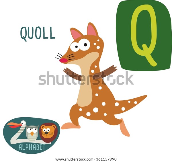 Cute Zoo Alphabet Vector Q Letter Stock-vektor (royaltyfri) 361157990