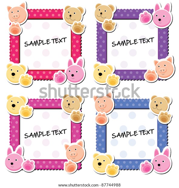 Cutesy Animal Frame Collection Stock Vector (Royalty Free) 87744988 ...