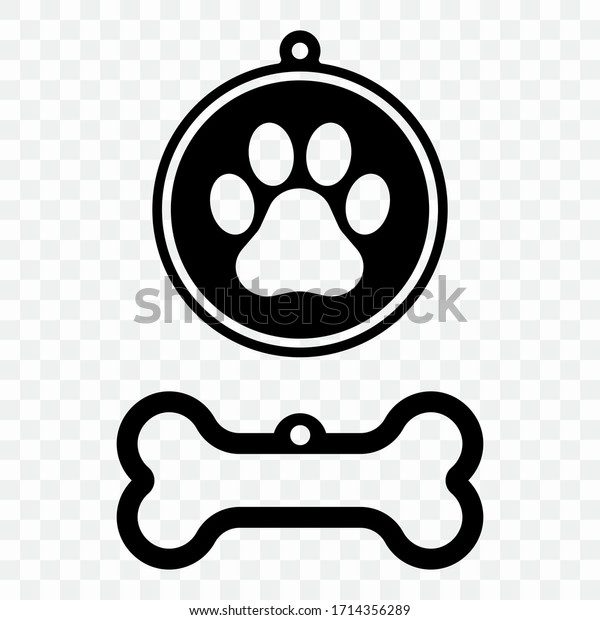Cutout Icon Dog Tag Dog Bone Stock Vector (Royalty Free) 1714356289 ...