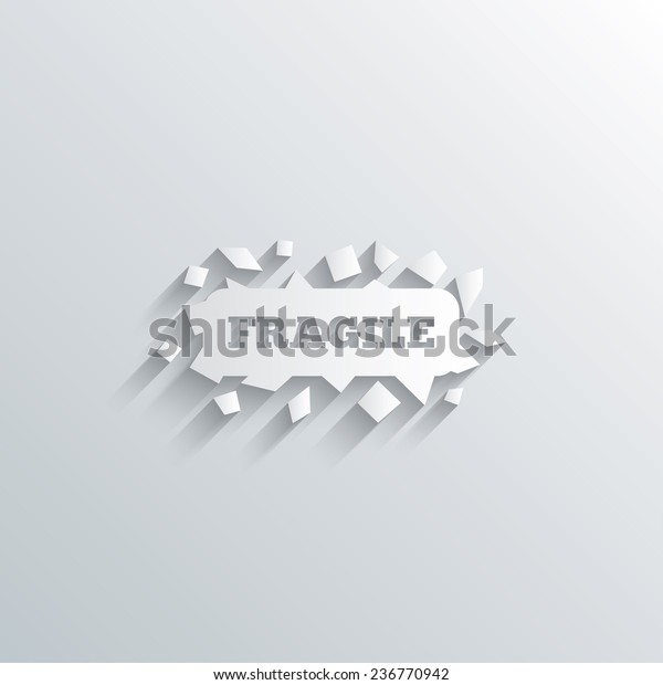 Cutout Paper Background Fragile Parcel Sign Stock Vector (Royalty Free ...