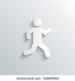 Cutout Paper Background Running Sign Icon Stock Vector (Royalty Free ...