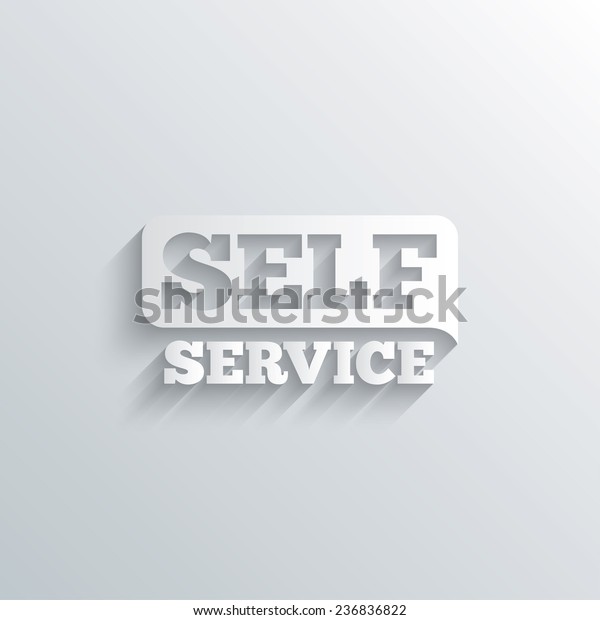Cutout Paper Background Self Service Sign Stock Vector (Royalty Free ...