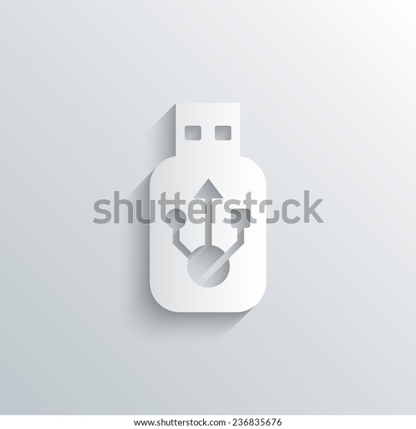 Cutout Paper Background Usb Sign Icon Stock Vector (Royalty Free ...