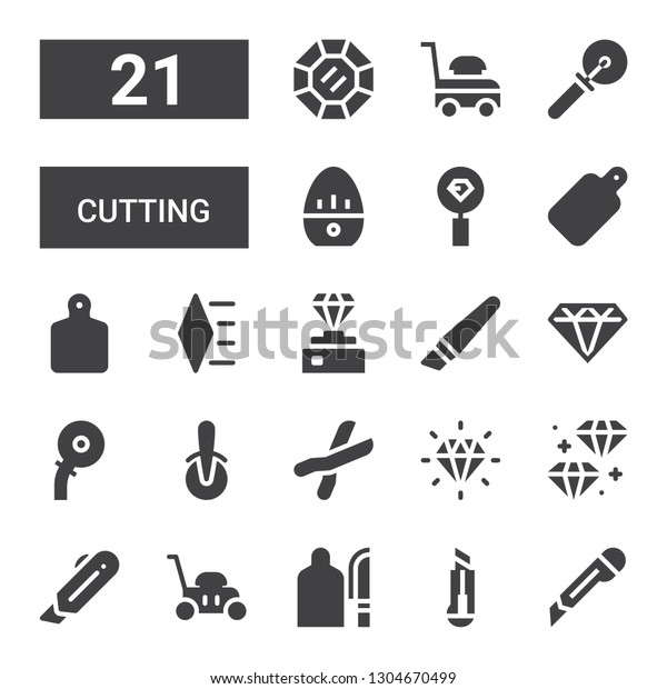Cutting Icon Set Collection 21 Filled Stock Vector (Royalty Free ...