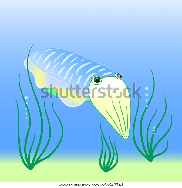 Cuttlefish Cute Cartoon Vector Illustration: vector de stock (libre de ...