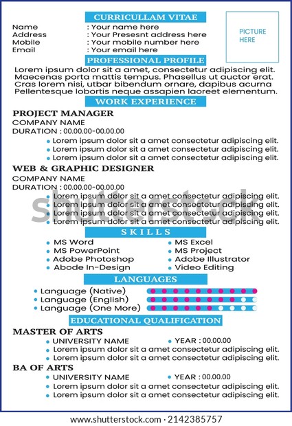 Cv Bio Resume Curriculum Vitae Biography: เวกเตอร์สต็อก (ปลอดค่า ...