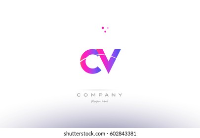Cv C V Pink Purple Modern Stock Vector (Royalty Free) 602843381 ...