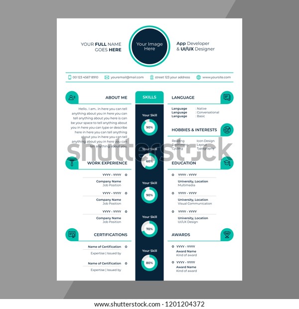 Cv Design Line Icons Stock Vector (Royalty Free) 1201204372 | Shutterstock