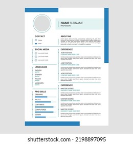 Cv Resume Template Elegant Stylish Design Stock Vector (Royalty Free ...