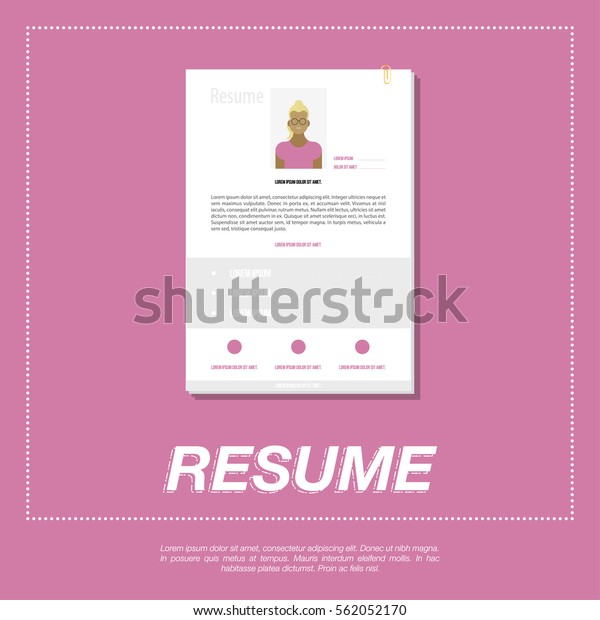 Cv Resume Template Girl Flat Vector: vector de stock (libre de regalías ...