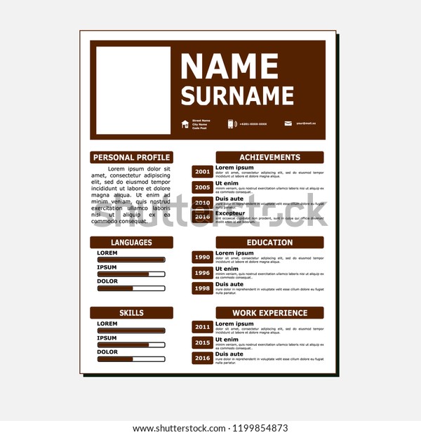 Cv Simple Design Stock Vector (Royalty Free) 1199854873 | Shutterstock