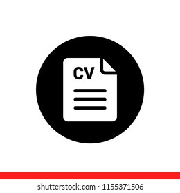 Cv Vector Icon Resume Symbol Simple Stock Vector (Royalty Free) 1155371506