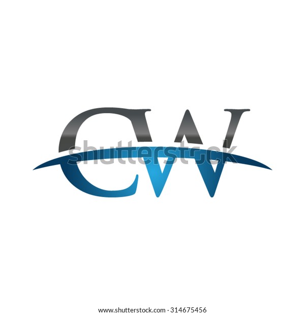 Cw Initial Company Blue Swoosh Logo Stock Vector (Royalty Free ...