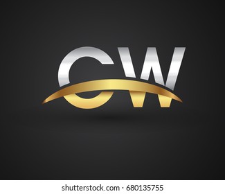 Cw Initial Logo Company Name Colored Stock Vector (Royalty Free ...
