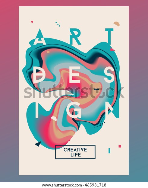 Cyan Abstract Poster Liquid Ink Modern Stock Vector (Royalty Free ...