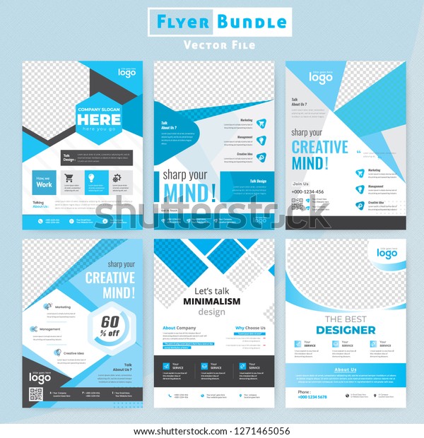 Cyan Color Corporate Flyer Bundle Design Stock Vector (Royalty Free ...