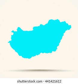 Cyan Hungary Map Illustration Stock Vector (Royalty Free) 441421612 ...