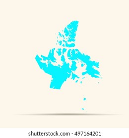 Vektor Stok Cyan Nunavut Map Illustration (Tanpa Royalti) 497164201 ...