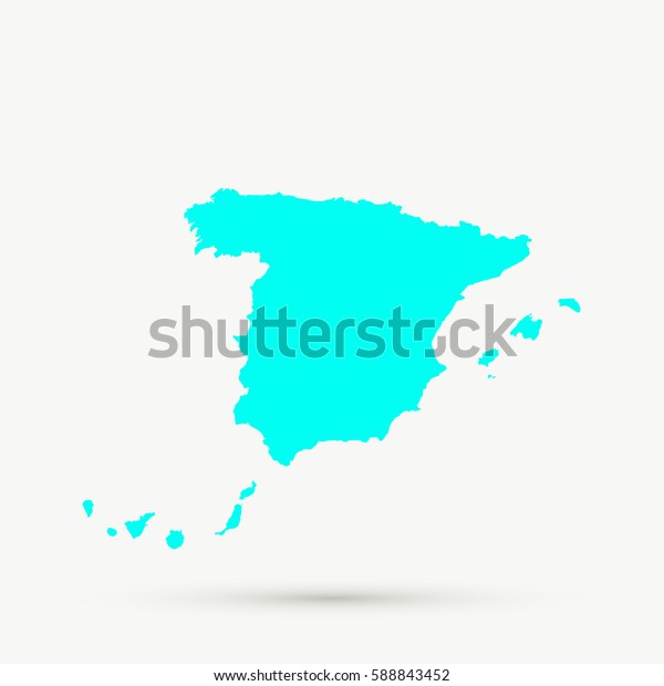 Cyan Spain Map Illustration Stock Vector (Royalty Free) 588843452 ...