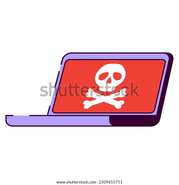 Cyber Attack Skullransomware Threat Signhacking Laptopcomputer Stock ...