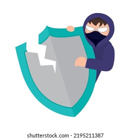 Cyber Fraud Hacker Broken Shield Stock Vector (Royalty Free) 2195211387 ...