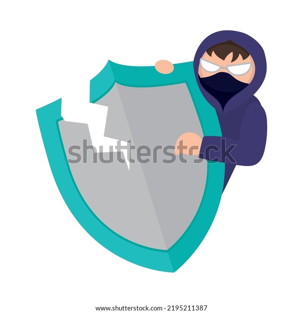 Cyber Fraud Hacker Broken Shield Stock Vector (Royalty Free) 2195211387 ...