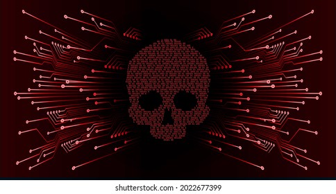 Cyber Hacker Attack Background Skull Vector Stock Vector (Royalty Free ...